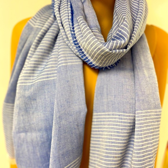 Accessories | West Loop Blue White Block Stripes 36x72 | Poshmark